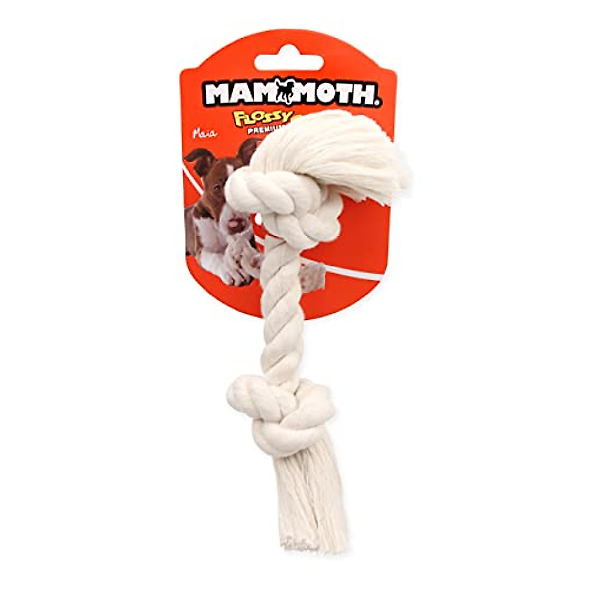 Mammoth Flossy Chews 100 Percent Natural Cotton Rope Dog Toys - Premium White Knot Dog Rope Toy - Interactive Dog Tug Toy - Tug Dog Chewy Toy for Small Dogs - Small 9"