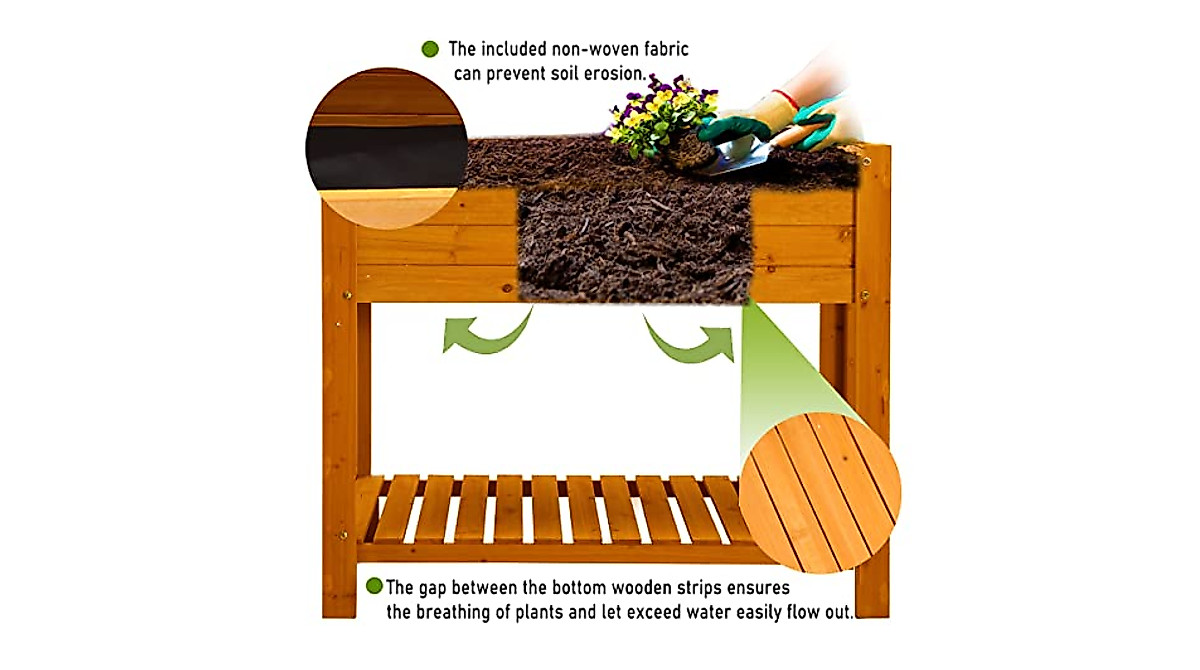 Raised Garden Bed Wood Planter Box Outdoor Wooden Elevated Planters Raised Beds with Legs for ...