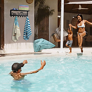 Premium Pool Towel Racks with Wall Mount Towel Hooks Durable Carbon Steel Outdoor Towel Holder with 8 Hooks Organizer for Bathroom Pool Accessories Perfect for Poolside, Patio, and Bathroom