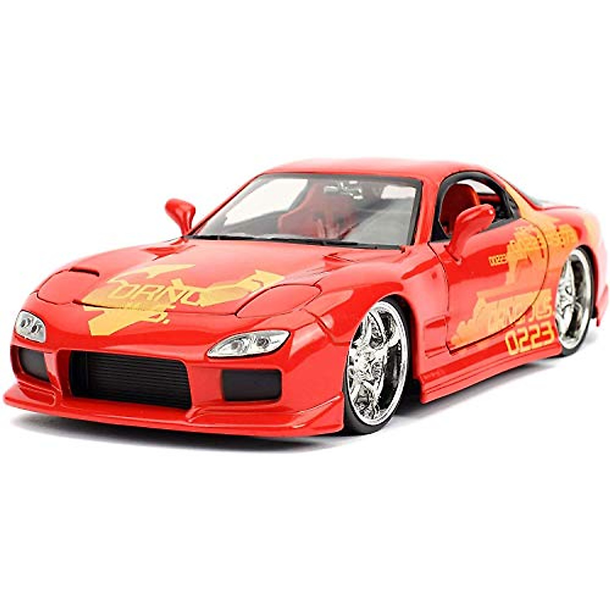Jada Toys Fast & Furious 1:24 Orange JLS Mazda RX-7 Die-cast Car, Toys for Kids and Adults (30747)