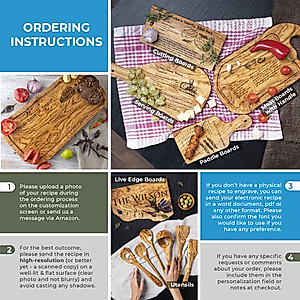 Forest Decor Olive Wood Recipe Cutting Board with Handle, Handcrafted Recipe Cutting Board, Custom Recipe Engraved Board, Perfect Handwriting Recipe Gift, Family Recipe, 12x6