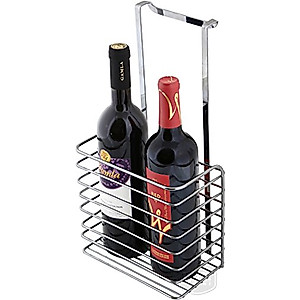 YBM HOME Multipurpose Over The Door Storage Basket Caddy - Works as a Kitchen Cabinet Organizer, Wine Holder, Bathroom Shower Caddy Tray, Storage Bags, Cleaning Supplies, 2-Pack Chrome 2217