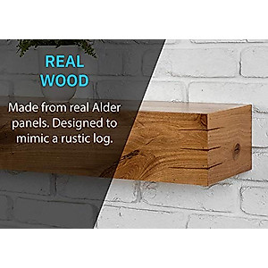 60 Inch Floating Fireplace Mantel Wood Shelf In Clear Polyurethane - Wallace From Mantels Direct | Wooden Rustic Wall Shelf | Designed and Milled in The USA | Great for Electric Fireplaces and Décor