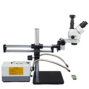 OMAX Dual-Bar Ball Bearing Boom Stand for Stereo Microscopes with Standard 76mm Ring Rack