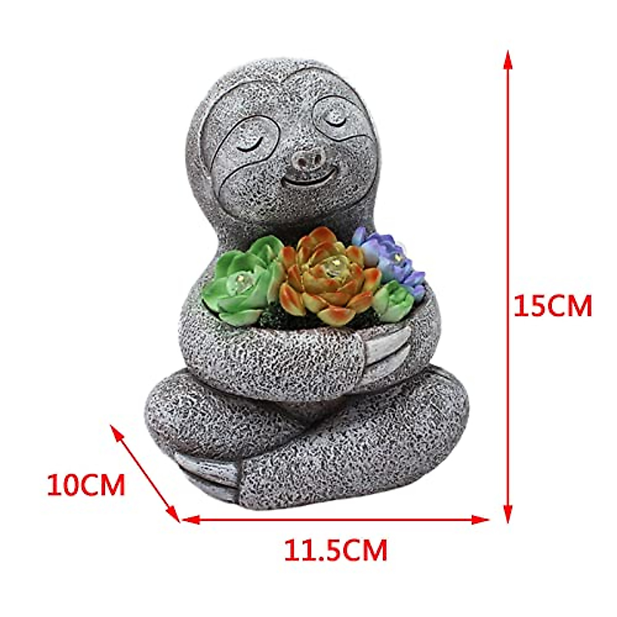 gazechimp Garden Statue Solar Lights Sloth Succulent Shape for Courtyard Patio Pathway Outdoor