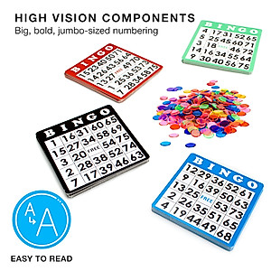 Royal Bingo Supplies Jumbo Bingo Game Set for Adults, Seniors, Family & Kids - 100 Cards 500 Chips 75 Balls, XL Roller Cage & Board