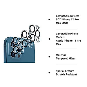 imluckies Camera Lens Protector for 6.7" iPhone 12 Pro Max Tempered Glass, HD Clear & 9H Hardness, Case-Friendly, Scratch Resistant, Easy Installation[3 Pack]