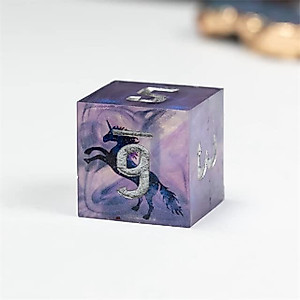 Magic Unicorn Sharp DND Dice Set with Leather Dice Box | for Dungeons and Dragons, D&D, Sharp Edge, D20 Polyhedral Resin Dice, Dungeons and Dragons Gifts, Accessories