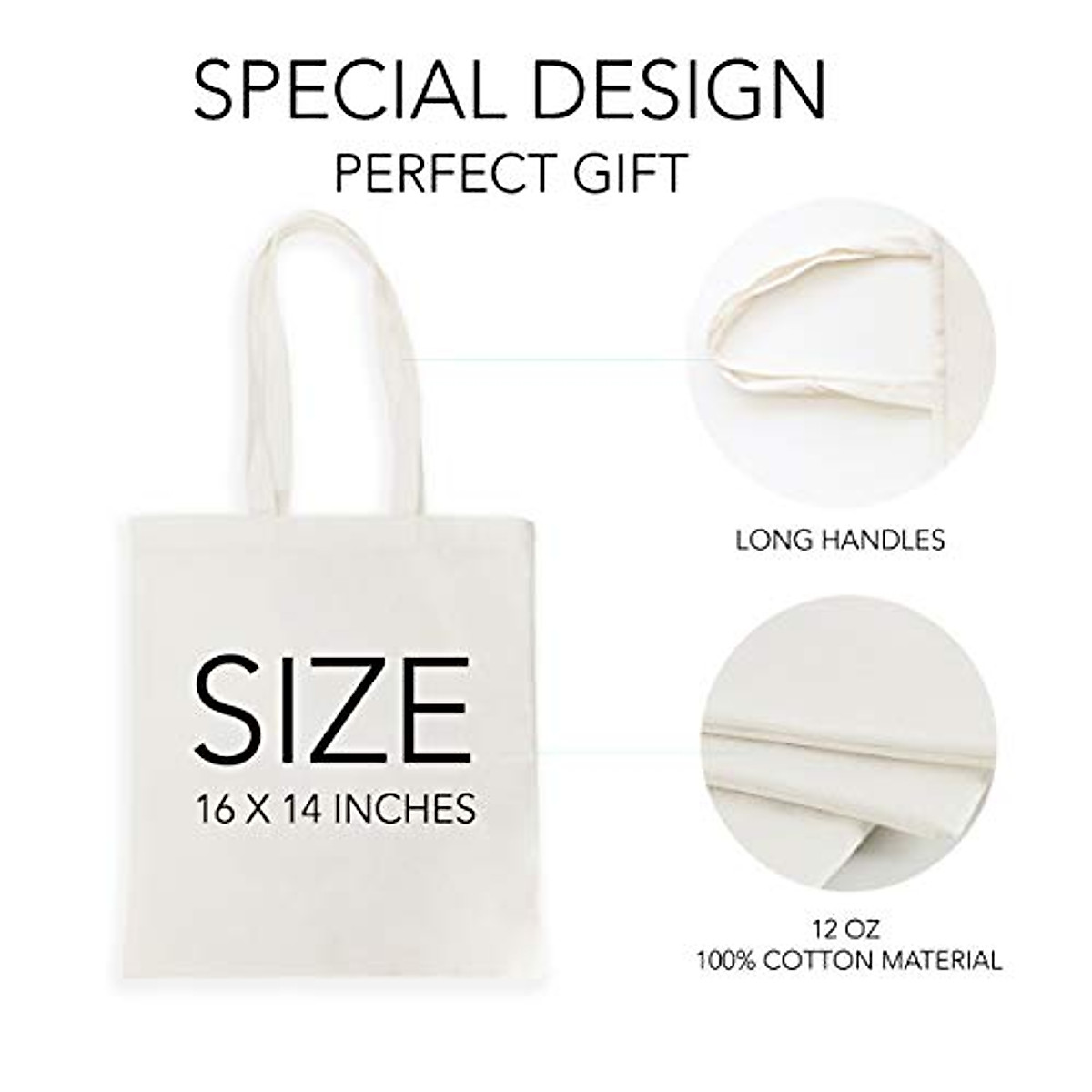 Tuilia Funny The Office TV Show Alphabet Theme Natural Reusable Cute Eco-Friendly Cotton Tote Bag, Off White