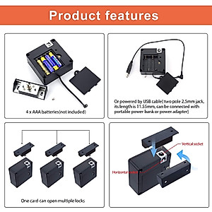 CODACE Electronic DIY Cabinet Lock, Smart NFC RFID Lock with Slide Latch for Double Hidden Door Cabinet Drawer Wooden Cupboard
