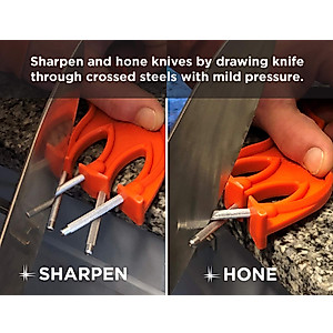 The Edgemaker Knife Sharpener Pro 331- Perfect for Sharpening & Honing any Blade, Durable, Safe & Easy to Use- Orange