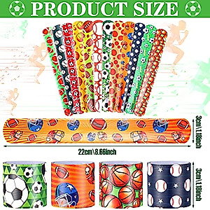 Deekin Sports Ball Slap Bracelets Football Baseball Basketball Snap Bracelet Bands Slap Bands Colorful Slap Bracelets Party Favors for Boys Birthday Party Supplies, 8.8 x 1.2 Inch (48 Pcs)