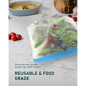 IDEATECH Dishwasher Safe Food Storage Bags Stand Up 18Pack, Reusable Gallon Freezer Bags, Leakproof BPA Free Food Bags Various Size, Reusable Bags for Meals,Lunch,Home Organization Travel(18Pack)