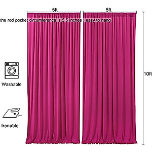 AK TRADING CO. 10 feet x 10 feet Polyester Backdrop Drapes Curtains Panels with Rod Pockets - Wedding Ceremony Party Home Window Decorations - Fuchsia (DRAPE-5x10-FUCHSIA)