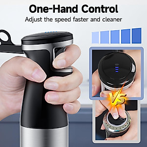 Immersion Hand Blender 5 in 1: 800W Electric Blender Handheld Stick Mixer with Trigger Control Grip, Emulsion Blenders for Kitchen Soup, Mayo, Smoothie and Baby Food, with Chopper, Whisk and Frother
