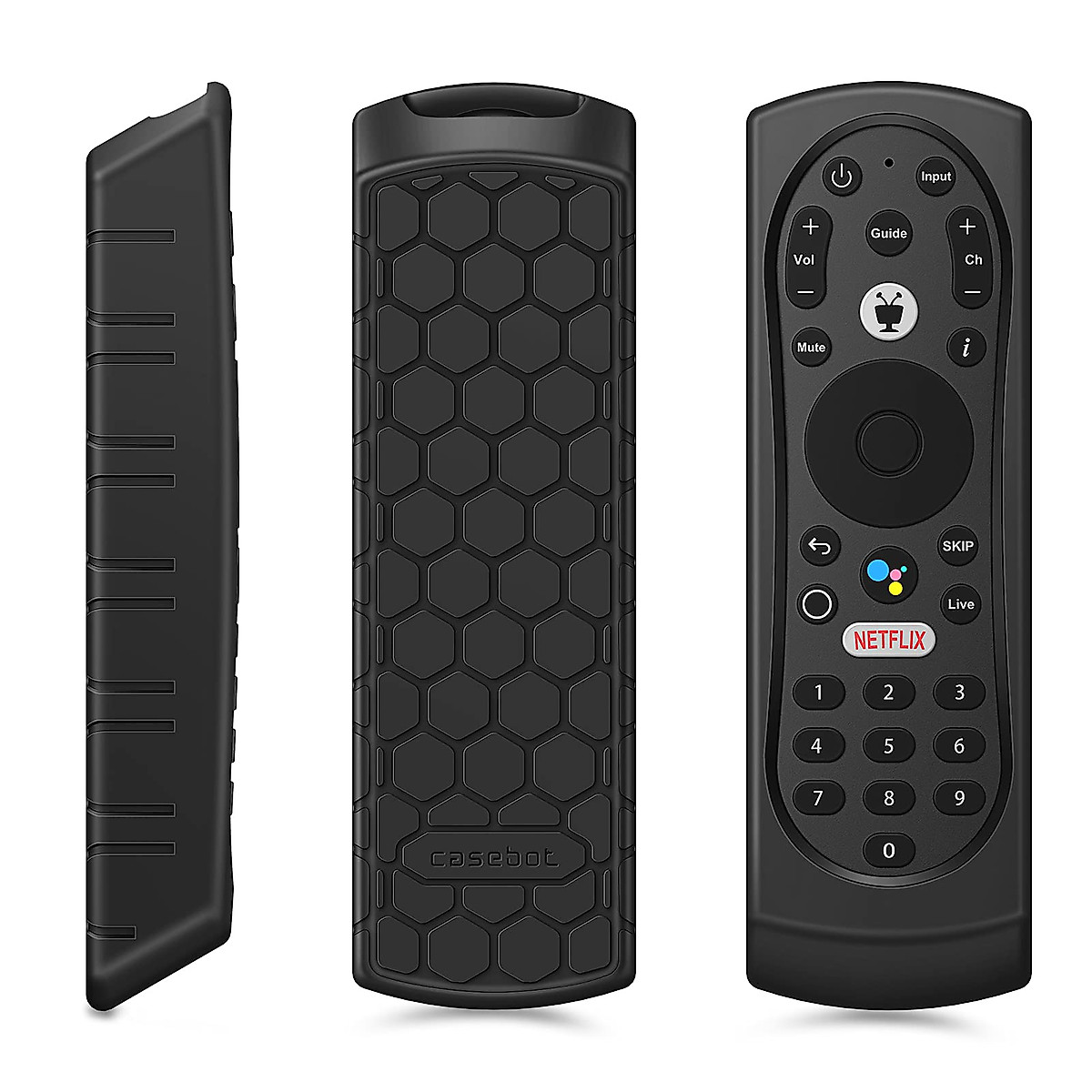 Fintie Protective Case for TiVo Stream 4K Remote – CaseBot (Honey Comb Series) Lightweight (Anti-Slip) Shockproof Silicone Cover for TiVo Stream 4K Remote Controller, Black