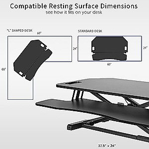 VIVO Extra Wide 38 inch Corner Desk Converter, K Series, Height Adjustable Sit to Stand Riser, Dual Monitor and Laptop Workstation with Wide Keyboard Tray, Black, DESK-V000KL