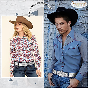 JASGOOD Rhinestone Belt for Women Men Western Cowgirl Bling Studded Leather Belt Sparkly Sequin Diamond belts for Jeans