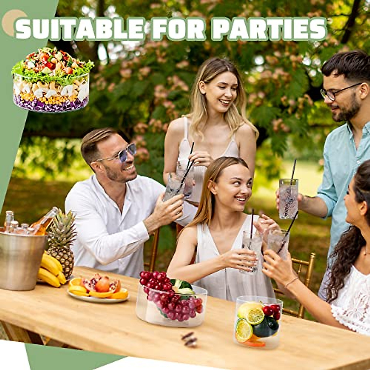 2 Pcs Trifle Bowl Glass Salad Bowls Decorative Mixing Serving Dish Fruit 85oz and 50oz Clear Candy Decorations for Home, Hotels, Restaurants and Parties, 2 Sizes, Dishwasher Safe