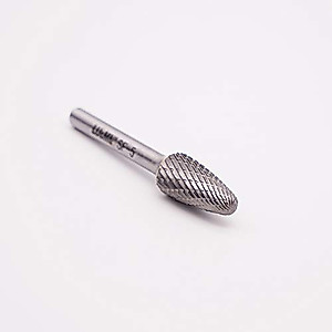 SF-5 Tungsten Carbide Burr Tree Shape Radius End Double Cut Rotary Burr File (1/2” Cutter Dia X 1”Cutter Length) with 1/4'' Shank, by LU&MN