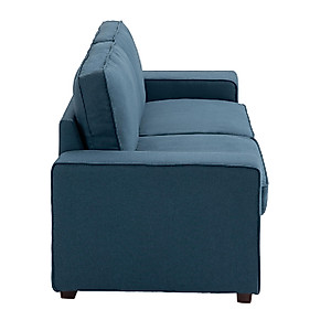 UIXE 80" Loveseat Sofa, Modern Love Seat Living Room 3-Seater Couches with Linen Fabric Cushion, Mid Century Upholstered Wide Track Armrest Couch Comfy Solid Wood Furniture for Bedroom, Blue