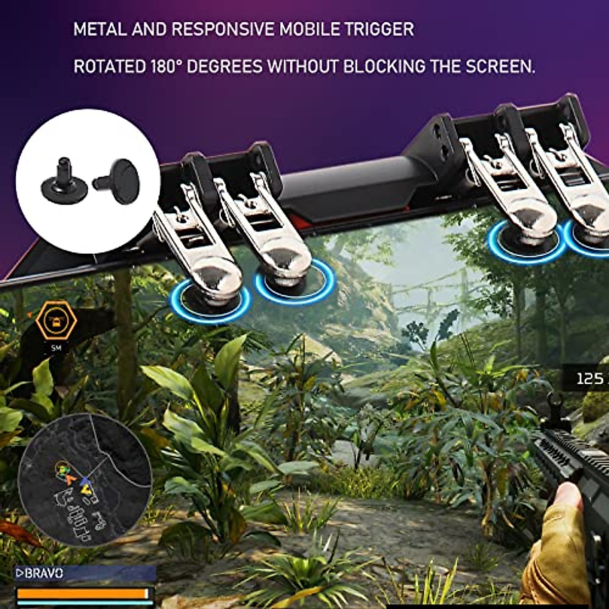 TEESSO PUBG Gaming Controller, Gaming Triggers, Mobile Phone Cooler, 6 Fingers Shooting Triggers with Cooling fan, Semiconductor Radiators, Joystick for iPhone,compatible with Call of Duty, Fortnite