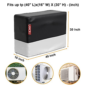 LXKCKJ Air Conditioner Cover for Outside Units - 420D Waterproof Air Conditioner Protection Covers for Window Unit - Winter AC Covers Fits AC Condensing HVAC Unit (Black & Silver 40''L X16''W X30''H)