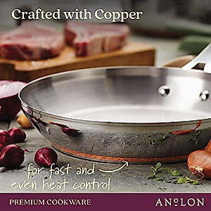 Anolon Nouvelle Stainless Stainless Steel Frying Pan / Fry Pan / Stainless Steel Skillet with Lid - 12 Inch, Silver