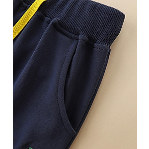 Bumeex Kids Little Toddler Boys Clothes Sweatpant Pants Cotton Jogger Sweat Pant Outfits Clothing Navy Dinosaur and Excavator 3t