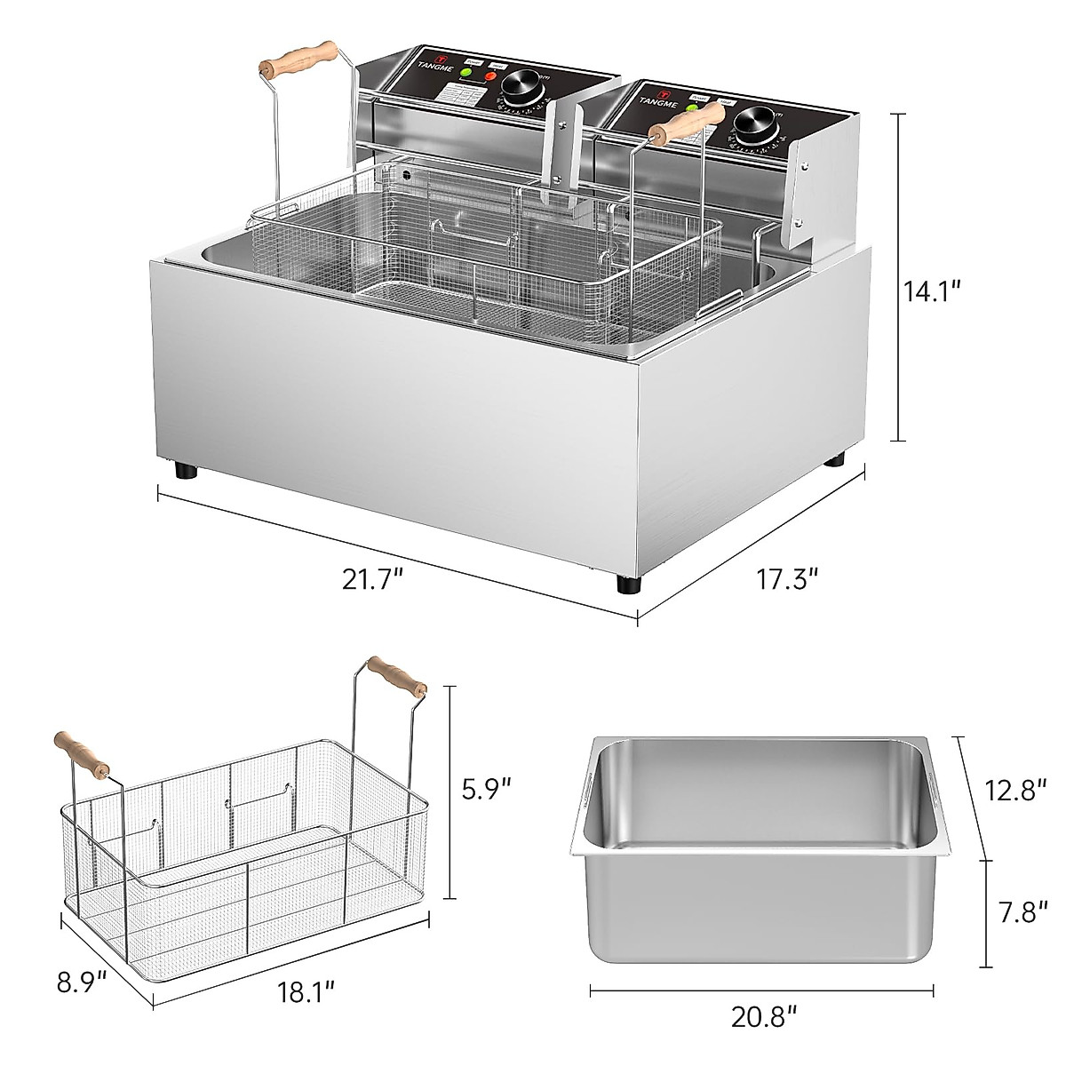 TANGME Commercial Deep Fryer, Triple Basket Electric Turkey Fryer Upgraded 31.7Qt Countertop Deep Fryer To Fry a Whole Fish or Turkey with Temperature Limiter, UL Certified