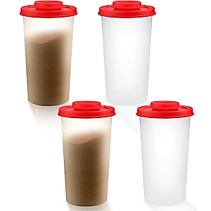 4 Pcs Salt and Pepper Shakers Set Large Salt Dispenser Camping Picnic Salt Shaker with Lid Plastic Salt and Pepper Shakers with Lids Picnic Salt and Pepper Jar Container for Salt Sugar Spice (Red)