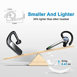 HEIBAS Bluetooth Headset, Wireless Bluetooth Earpiece with 500mAh Charging Case 72 Hours Talking Time Built-in Microphone for iOS Android Cell Phone, Hand-Free Headphones for Trucker, Office