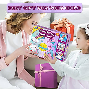 Sense&Play Gem Art Kits for Kids Ages 8-12, 5D Big Gem Diamond Painting Suncatchers and Stickers Kits, Art and Crafts with Keychains for Girls&Boys Christmas Gift Ages6-7-8-9-10-11-12