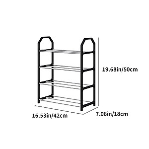 Shoe Rack 4 Layer, Shoe Organizer for Entryway, Storage Shoe Shelf with 4 Tiers Metal Shelves, Assembled Shoe Rack for Bedroom, Closet, Entry, Hallway, Slatted Design for Ventilation Drainage