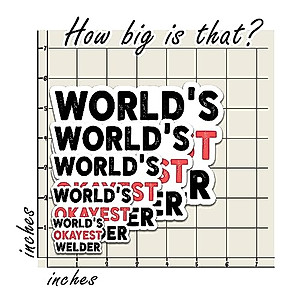 Miraki World's Okayest Welder Sticker, Metal Worker Sticker, Welding Sticker, Fabrication Sticker, Water Assitant Die-Cut Vinyl Dad Decals for Laptop, Phone, Water Bottles, Kindle Sticker