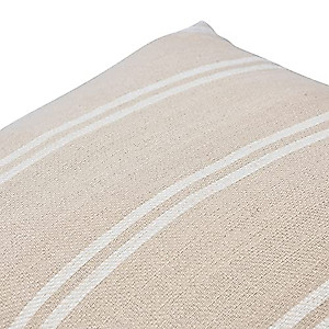 Creative Co-Op 20" Square Interwoven Double-Striped Cotton Pillow Decorative Pillow Cover, 20" x 20", Beige
