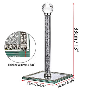 JUXYES Vertical Countertop Paper Towel Roll Holder Rack, Upright Paper Holder Crushed Diamond Standup Paper Towel Holder for Kitchen Dining Room Bathroom, 13" Height Freestanding Paper Roll Holder