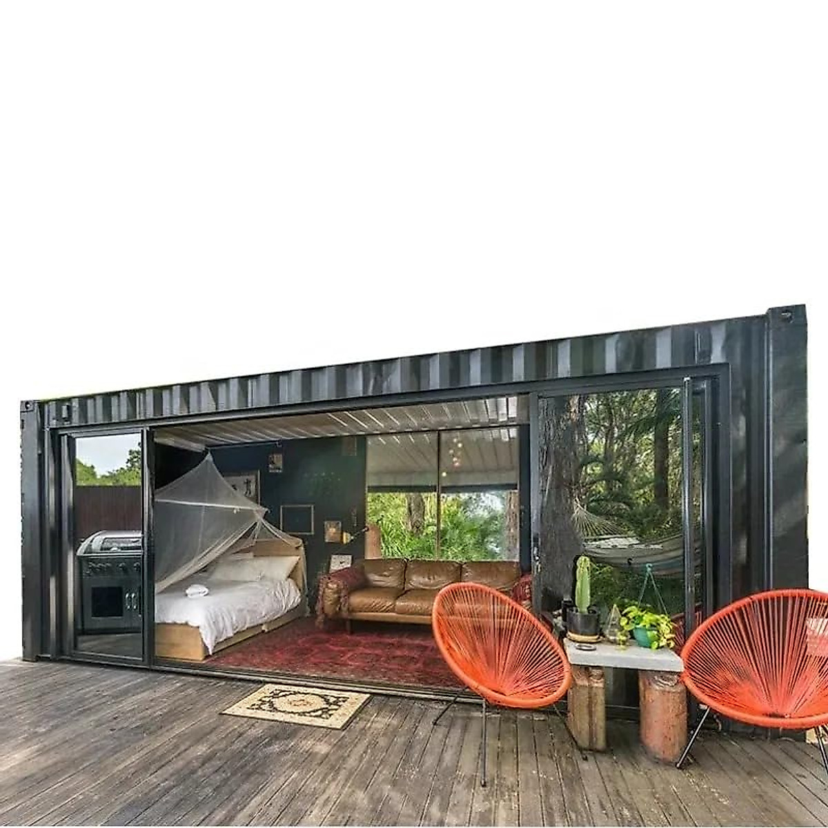 Luxury Foldable Container Home, Foldable Mobile Home with Steel Frame, Modern Prefab Tiny Houses, 3 Bedroom, 1 Bathroom and Kitchen