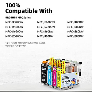 FLYINK Ink Cartridges for Brother lc203 lc201 XL Black and Color for MFC-J480DW MFC-J4420DW Printer