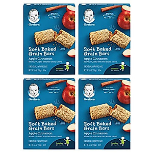 Gerber Soft Baked Grain Bars, Apple Cinnamon, 8 Individually Wrapped Bars/Box (Pack of 4)