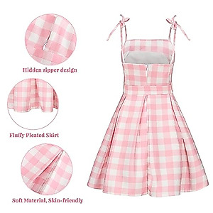 Hitormoon Girls Pink Costume Dress Movie Cosplay Princess Dress Up Kids Outfits with Pearl Belt and Daisy Accessories Birthday Party HN007L