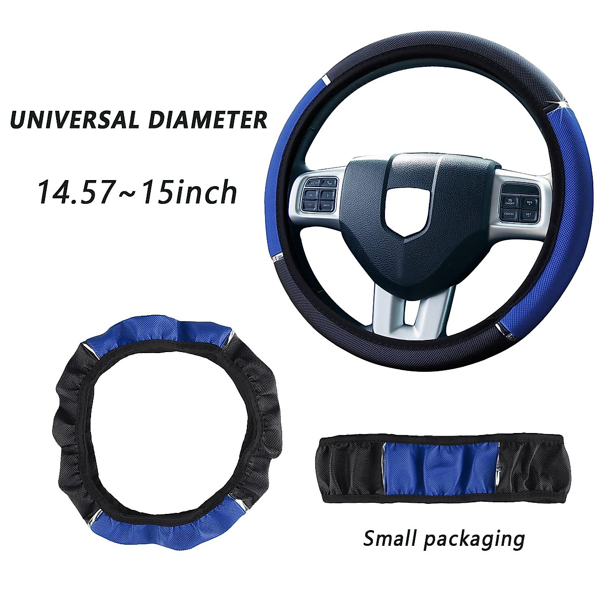 Car Steering Wheel Cover,15 Inch Universal Auto Anti-Slip Steering Wheel Protector,- Car Interior Accessories Women & Men, for Car Truck Van SUV (Blue)