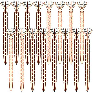 PASISIBICK 16 Pcs Rose gold Diamond Pens with Polka Dots-Bling Wedding Office Supplies Décor Gifts for Women Bridesmaid Coworkers Metal Ballpoint Pens with Black Ink (Rose Gold with White Polka Dots)