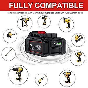 Upgraded 7.0 Ah 2Packs Replacement for Dewalt 20V Battery Lithium ion, Compatible with 20 Volt Dewalt Batteries XR Max Cordless Tools DCB205 DCB206 DCB200 DCB201 DCB204 DCB207 DCD/DCF/DCG Series