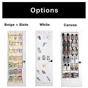 Smart Design Over-The-Door Organizer w/ 42 Pockets w/Elastic Trim & Hanging Hooks - VentilAir Mesh Fabric - Shoes, Pantry, Closet Storage - Home Organization (21 x 73 Inch) [White]