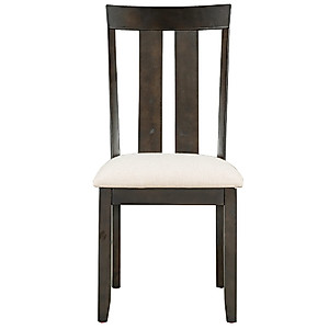 KoiHome Set of 4 Seat Cushions and Curved Back, Soft Fabric Chairs with Solid Wood Legs for Indoor Dining Room, Restaurant, Kitchen, Veneer Birch Finish (Espresso)
