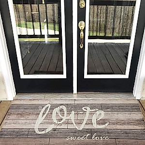 FRESHMINT Farmhouse Kitchen Mats Cushioned Anti-Fatigue Comfort Mat for Home & Office Ergonomically Engineered Memory Foam Kitchen Rug Waterproof Non-Skid, 47" by 17",Love