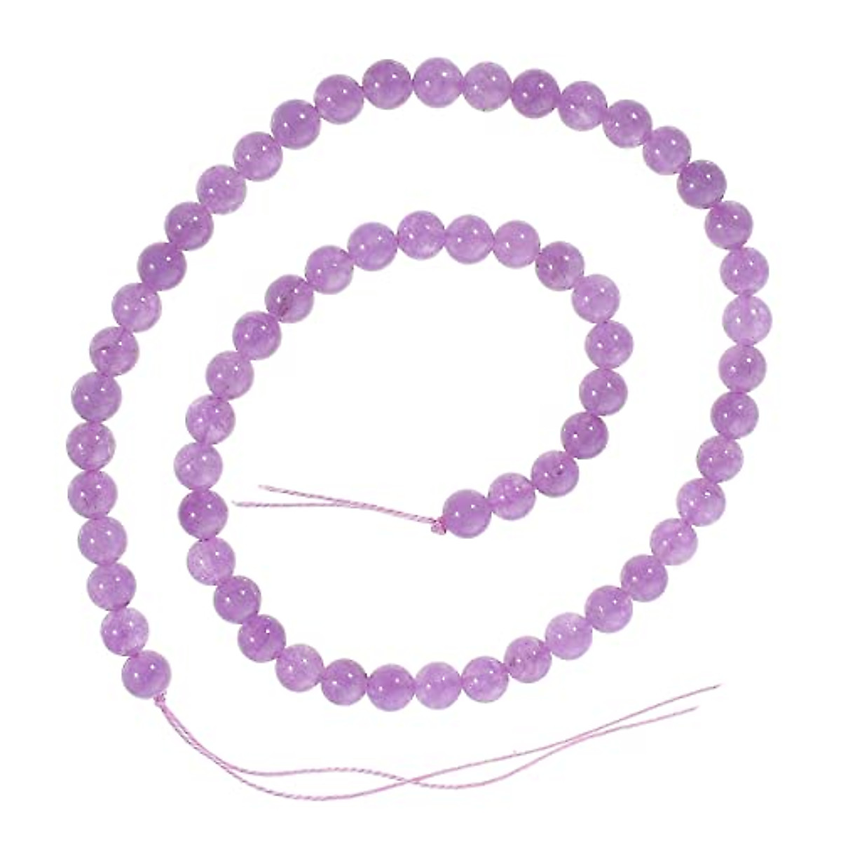 CRAFTHROU Gemstone Charms Circle Beads Gemstone Beads 2 Strings Chalcedony Round Beads Loose Beads Chalcedony Powder Purple Lavender Accessories Crystal Jewelry DIY Kits