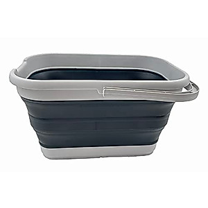 SAMMART 12L (3.1 Gallon) Collapsible Rectangular Handy Basket/Bucket (Slate Grey (Set of 2))