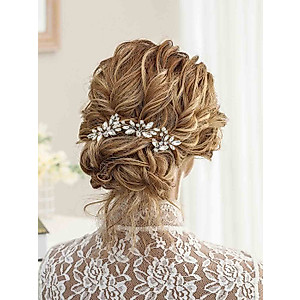 Unicra Bride Wedding Crystal Hair Pins Flower Bridal Hair Pieces Wedding Hair Accessories for Women and Girls Pack of 3 (Silver)